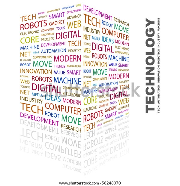 Technology Word Collage On White Background Stock Vector (Royalty Free ...
