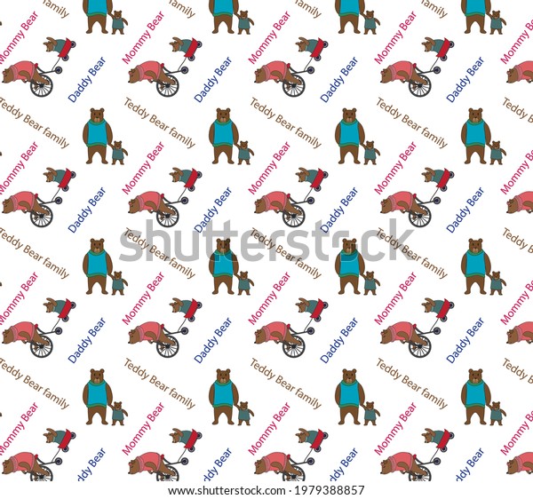 Teddy Bear Family Background Pattern Designs Stock Vector (Royalty Free ...