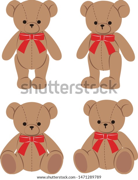 Teddy Bear Red Ribbon 스톡 벡터(로열티 프리) 1471289789 | Shutterstock