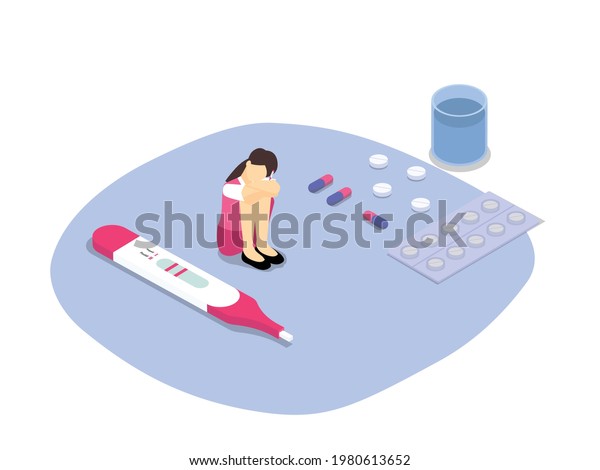 Teen Pregnancy Isometric Vector Concept Sad Stock Vector (Royalty Free ...