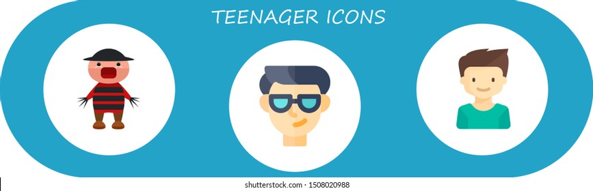 Teenager Icon Set 3 Flat Teenager Stock Vector (Royalty Free ...