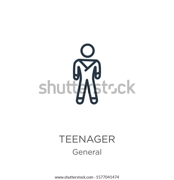 Teenager Icon Thin Linear Teenager Outline Stock Vector (Royalty Free ...