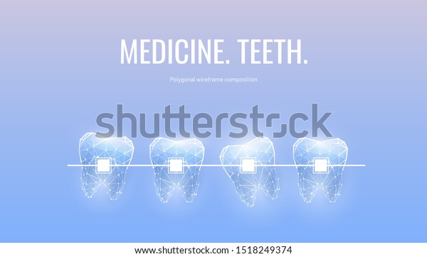 Teeth Braces Low Poly Banner Template Stock Vector (Royalty Free ...