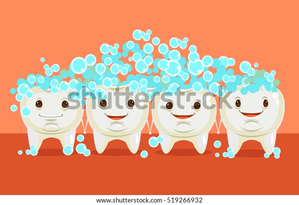 Teeth Cleaning Happy Cute Teeth Character Stock Vector (Royalty Free ...