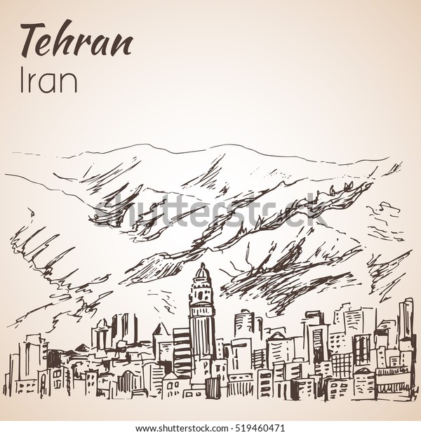 Tehran Cityscape Iran Sketch Isolated On Stock Vector (Royalty Free ...