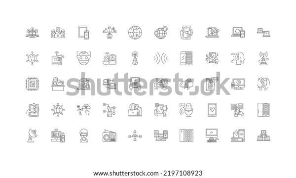 Telecommunication Concept Illustration Linear Icons Line Stock Vector ...