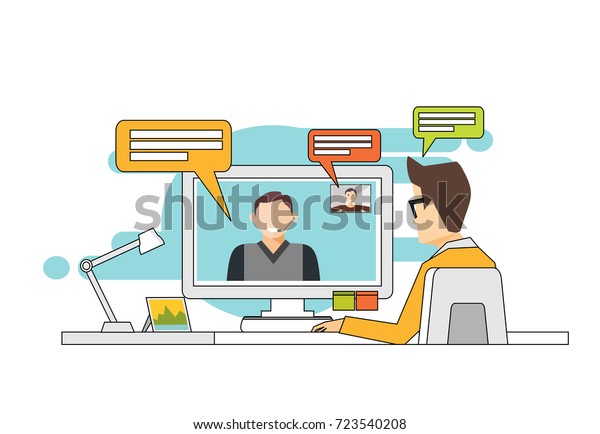 Teleconference Concept Video Communication Technology Illustration ...