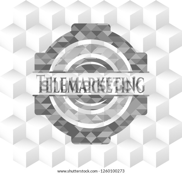Telemarketing Grey Emblem Cube White Background Stock Vector (Royalty ...