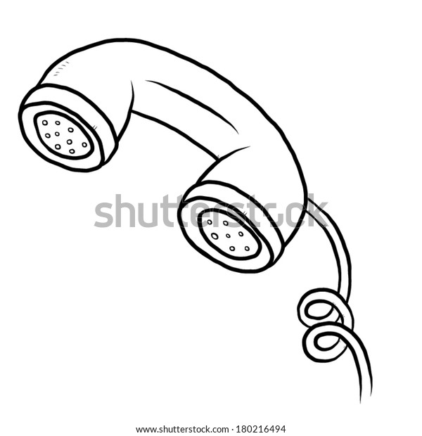 Telephone Cartoon Vector Illustration Black White Stock Vector (Royalty ...
