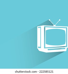 Television Blue Background Flat Shadow Design Stock Vector (Royalty ...