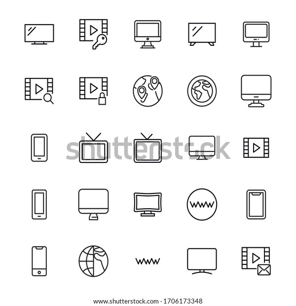 Television Line Icons Set Stroke Vector Stock Vector (Royalty Free ...