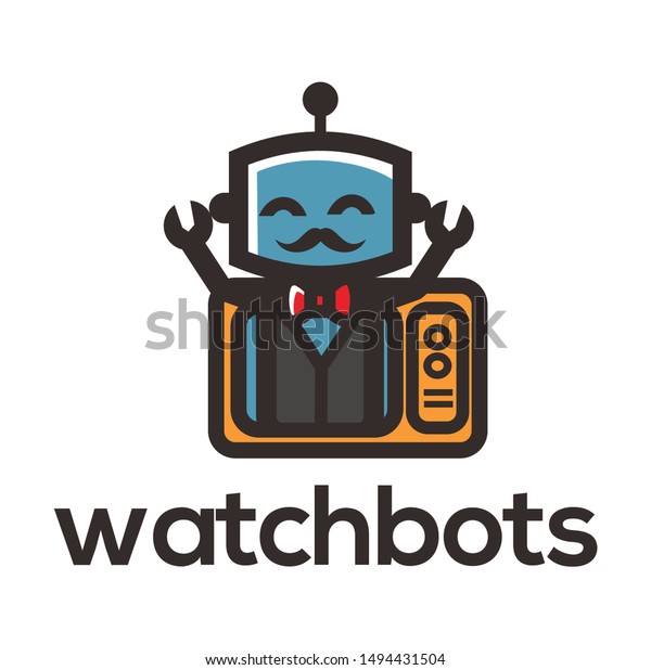 Television Robot Character Design Logo Mascot Stock Vector (Royalty ...