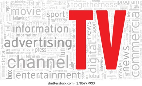 Television Tv Word Cloud Isolated On Stock Vector (Royalty Free ...