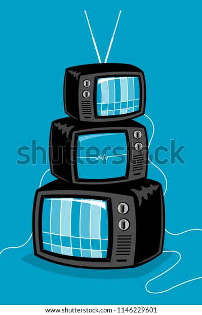 Televisions Stacked Cartoon Vector Illustration Stock Vector (Royalty ...