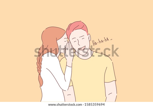 Telling Jokes Funny Secrets Gossiping Concept Stock Vector (Royalty ...