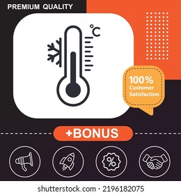 Temperature Thermometer Icon Orange Black Background Stock Vector ...