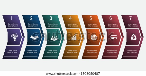 Template 7 Timeline Infographic Horizontal Numbered Stock Vector ...