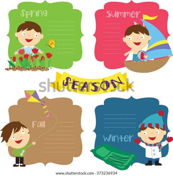 Template All Four Seasons Stock Vector (Royalty Free) 373236934