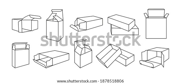 Template Black Line Box Set Outline Stock Vector (Royalty Free ...