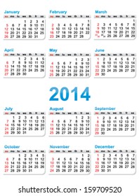 Template Calendar 2014 Year Stock Vector (Royalty Free) 159709520 ...