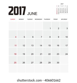 Template Calendar June 2017 Stock Vector (Royalty Free) 406601662 ...