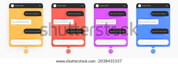Template Chat Bot Messages Wireframe Set Stock Vector (Royalty Free ...