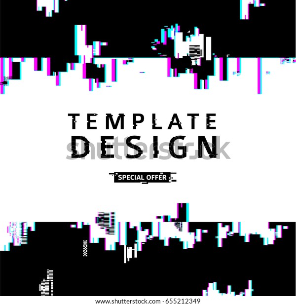 Template Design Banner Glitch Style Vector Stock Vector (Royalty Free ...