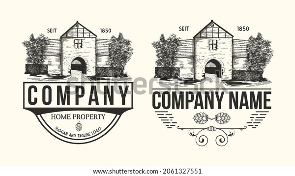 Template Design Old Style Building Facade 库存矢量图（免版税）2061327551 ...