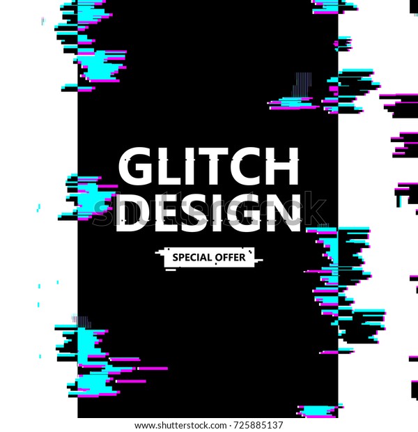 Template Design Vertical Banner Glitch Style Stock Vector (Royalty Free ...