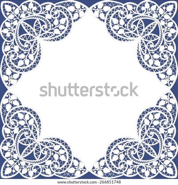 Template frame design for card. Vintage Lace Doily