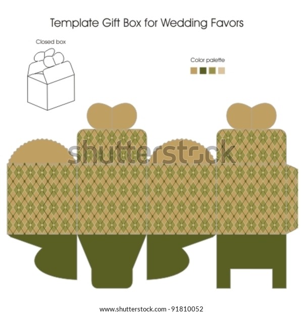 Template Gift Box Wedding Favors Stock Vector (Royalty Free) 91810052 ...