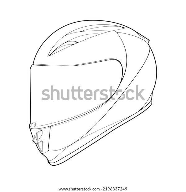 Template Helmet Full Face Line Art Stock Vector (Royalty Free ...