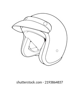 Template Helmet Half Face Line Art Stock Vector (Royalty Free ...
