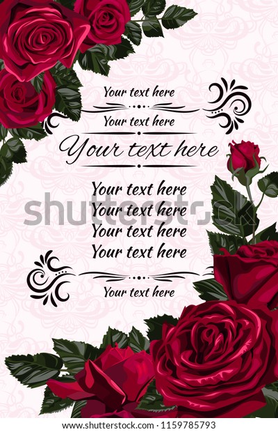 Template Invitation Greeting Card Decorated Red Stock Vector (Royalty ...