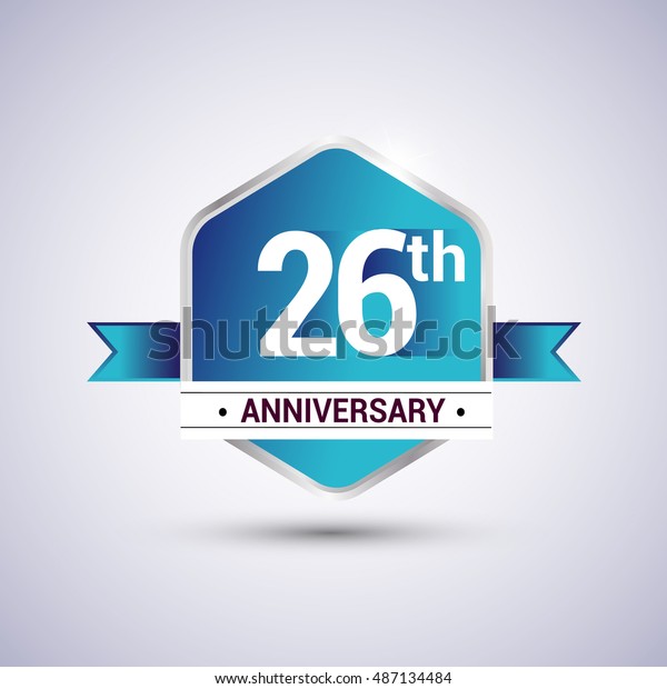 Template Logo 26th Anniversary Celebration Blue Stock Vector (Royalty ...