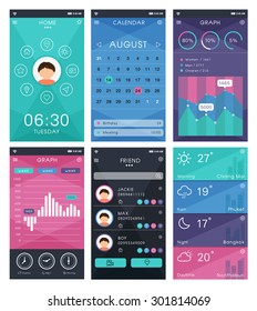 Template Mobile App Interface Design Set Stock Vector (Royalty Free ...