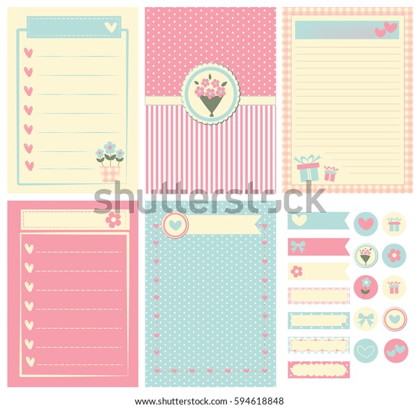 Template Notebook Paper Diary Scrapbook Card Stock Vector (Royalty Free ...