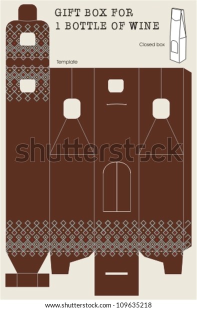 Template One Bottle Wine Gift Box Stock Vector (Royalty Free) 109635218
