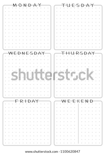 Template Page Schedule Bullet Journal Monday Stock Vector (Royalty Free ...