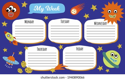 Template School Schedule 5 Days Week Stock Vector (Royalty Free ...