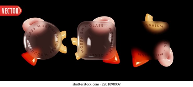 Template Set Glass Morphism Glassmorphism Square Stock Vector (Royalty ...
