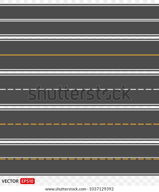 Template Set Straight Asphalt Roads Vector Stock Vector (Royalty Free ...