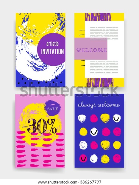 Template Set Trendy Posters Hand Drawn Stock Vector (Royalty Free ...
