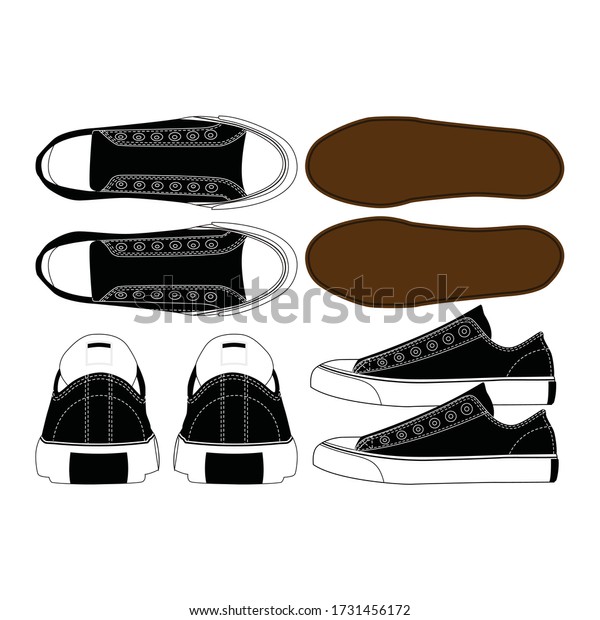Template Sneaker Footwear Object Flat Design Stock Vector (Royalty Free ...