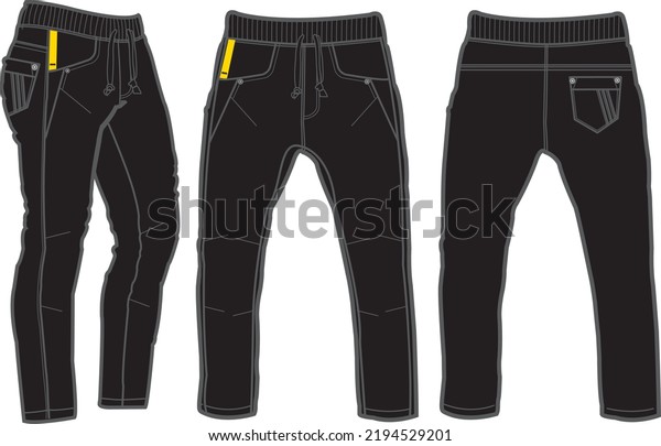 Template Trousers Pants Front Back Side Stock Vector (Royalty Free ...
