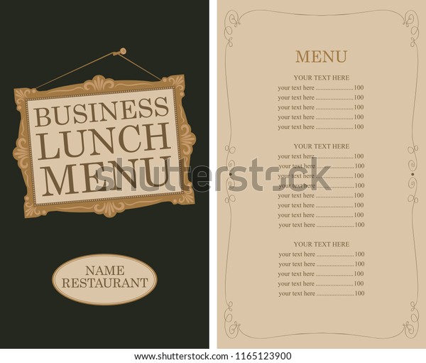 Template Vector Business Lunch Menu Restaurant Stock Vector (Royalty ...