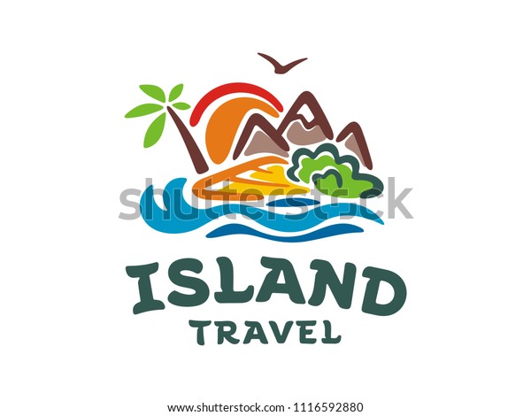 Modèle logo vectoriel de l'île. Illustration : image vectorielle de ...