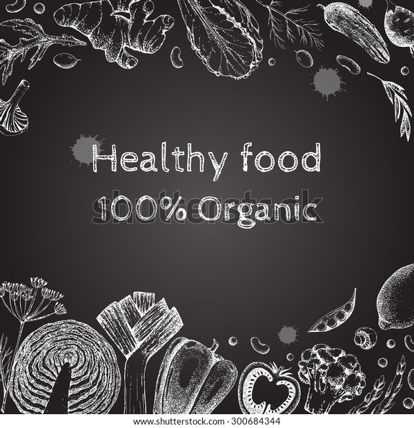 Template Vegetarian Frame Menu Vintage Black Stock Vector (Royalty Free ...