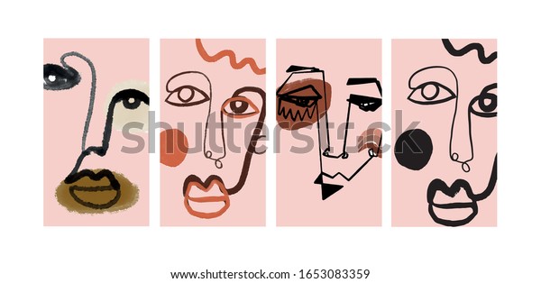 Templates Abstract Face Contemporary Creative Background Stock Vector ...