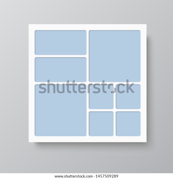 Templates Collage Eight Frames Photos Parts Stock Vector (Royalty Free ...